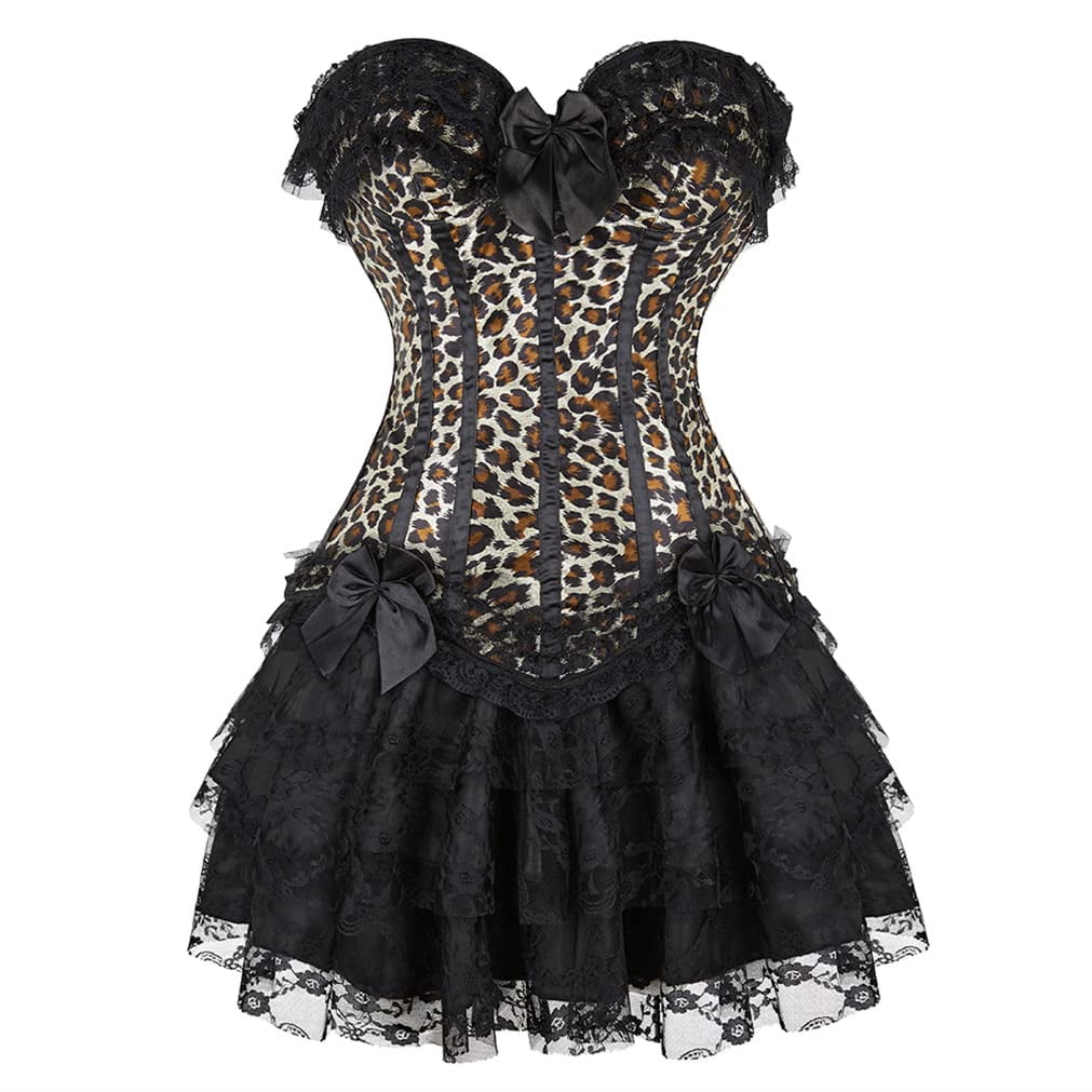 Grebrafan Padded Boned Bustier Corsets with Skirt 6XL Leopard - Walmart.com