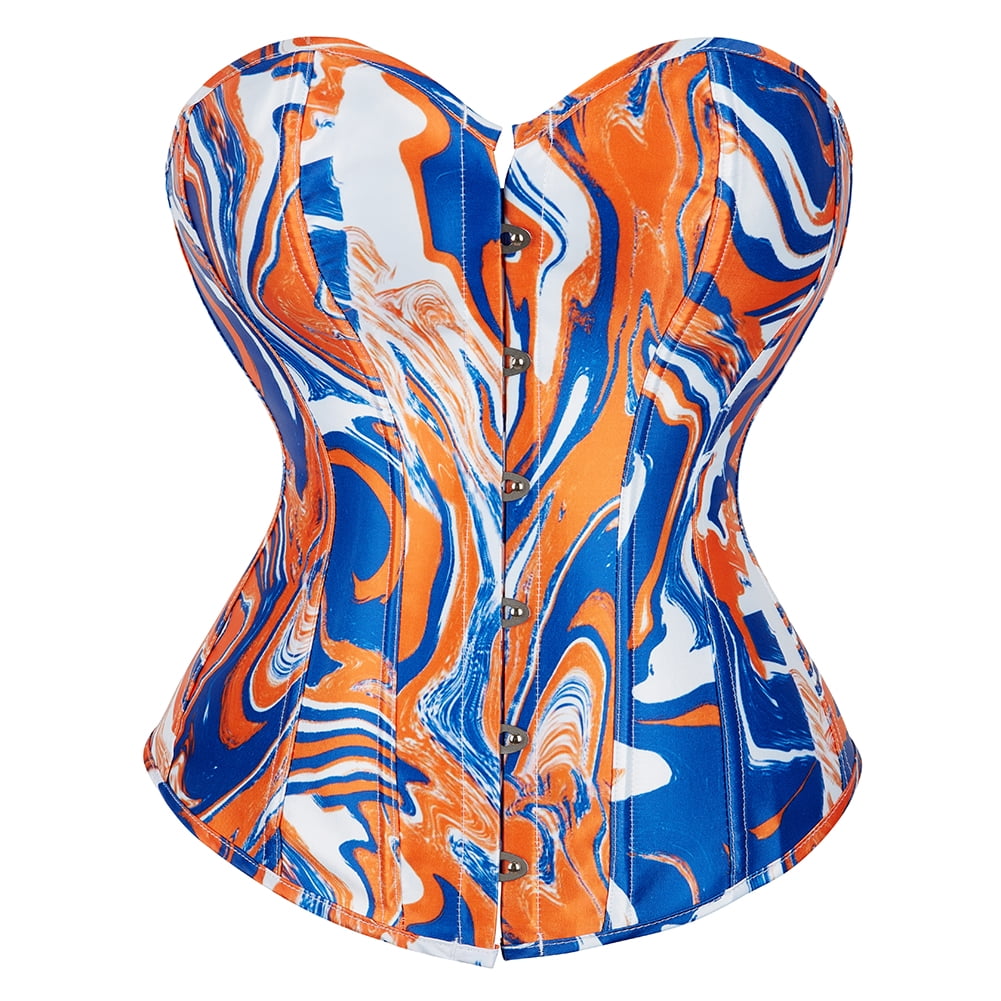 Grebrafan Pirate Corset Women Tight Shaper Bustiers Top Blue Orange 3XL ...