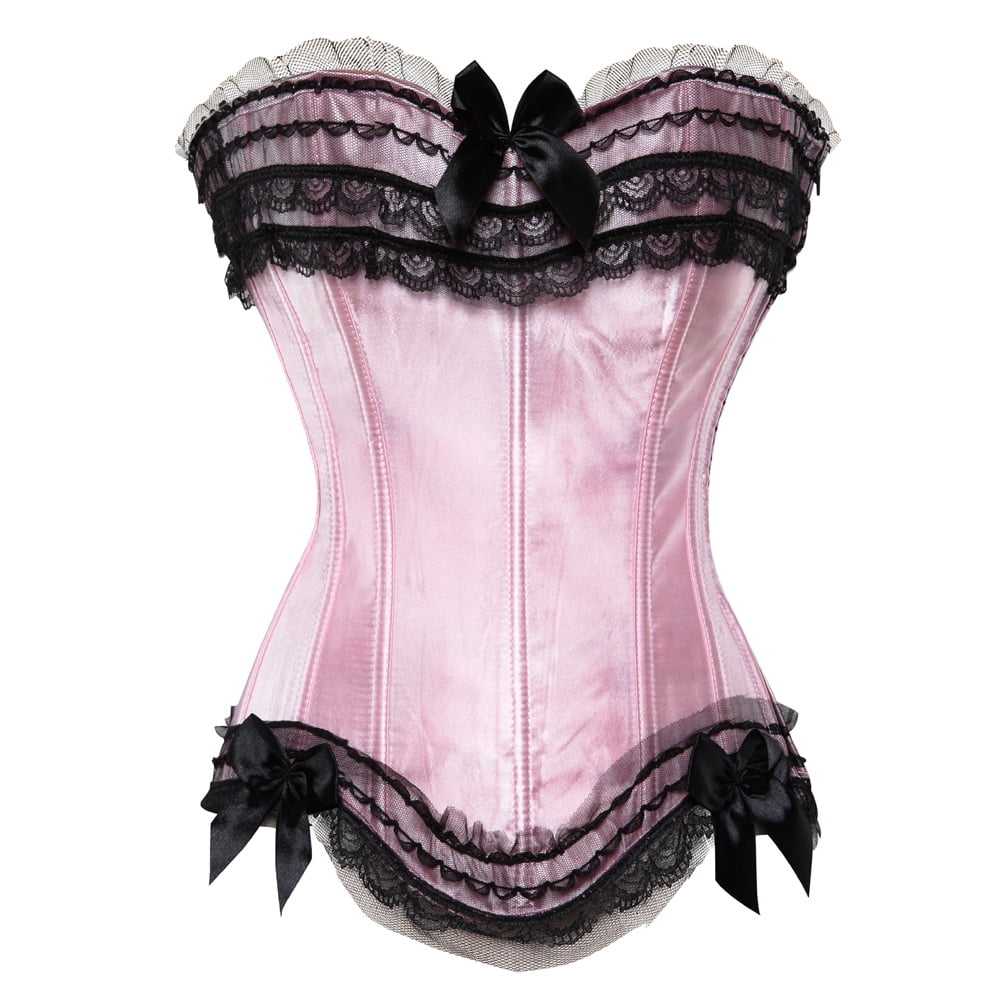 Grebrafan Princess Corset Valentine Party Zipper Bustiers Pink Black M ...