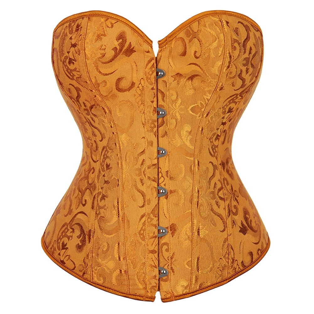 Grebrafan Women Corset Gothic Party Brocade Bustier Top Gold M ...