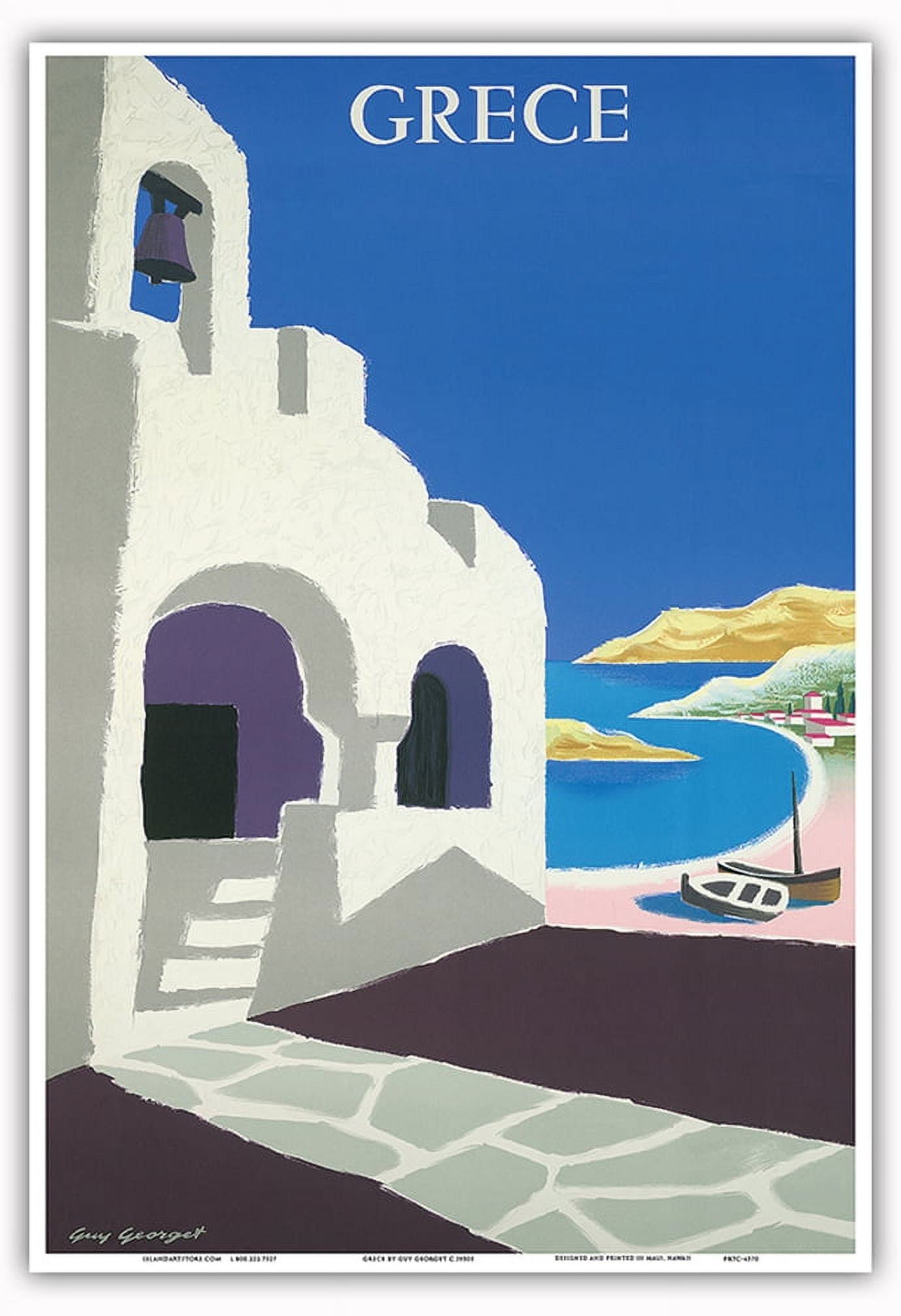 Grece (Greece) - Vintage Airline Travel Poster by Guy Georget c.1950s ...