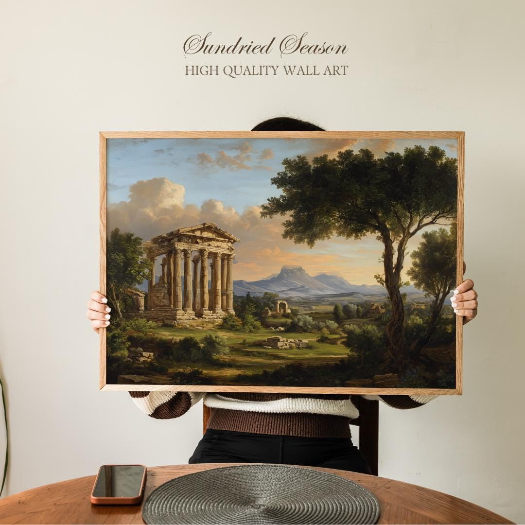 Greco-Roman Ruins Wall Art, Classical Temple In Scenic Landscape ...