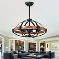 Gredis Black 30-inch 6-light Lighted Ceiling Fan Fandelier with Faux ...
