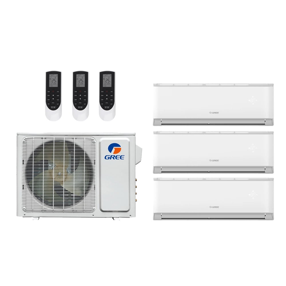 Gree 45,000 Btu 21 Seer 3-Zone Ductless Mini Split System - 9K-18K-18K ...