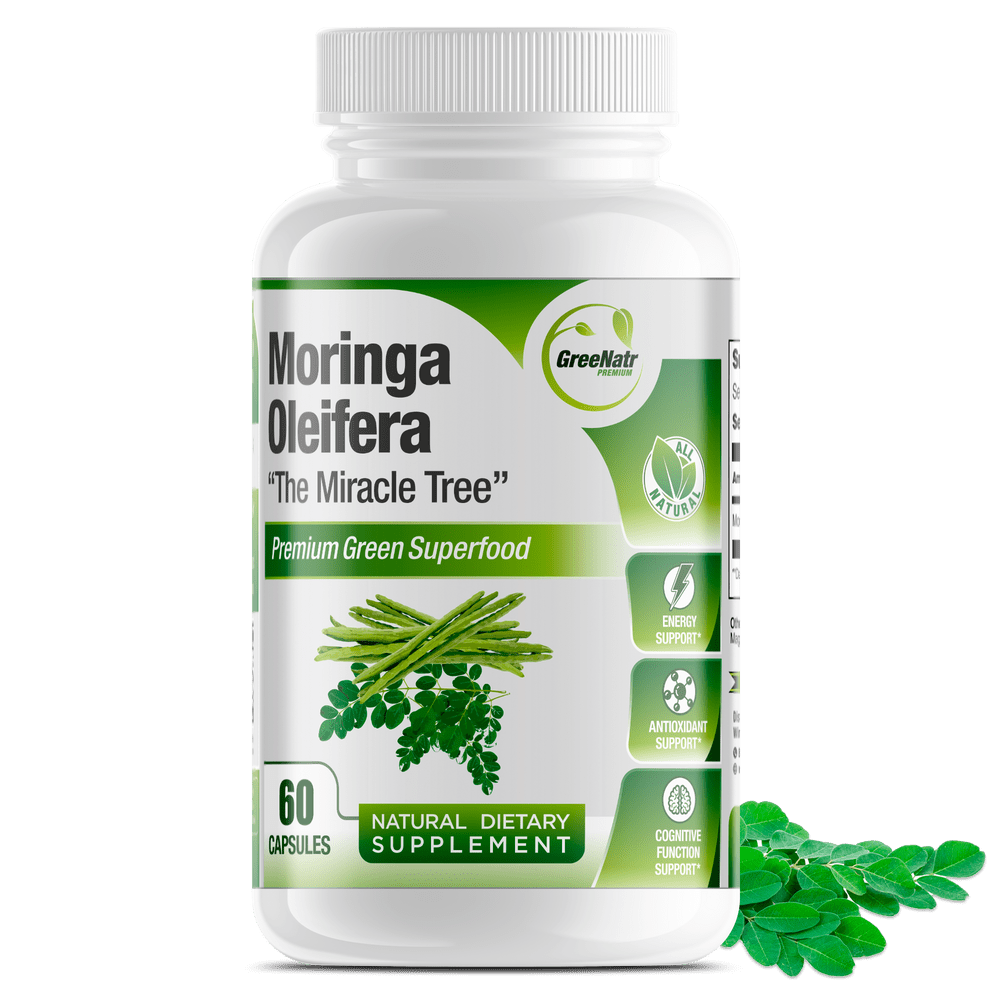 Pure Moringa Oleifera Green Superfood Capsules with Vitamin C, Omega 3 ...