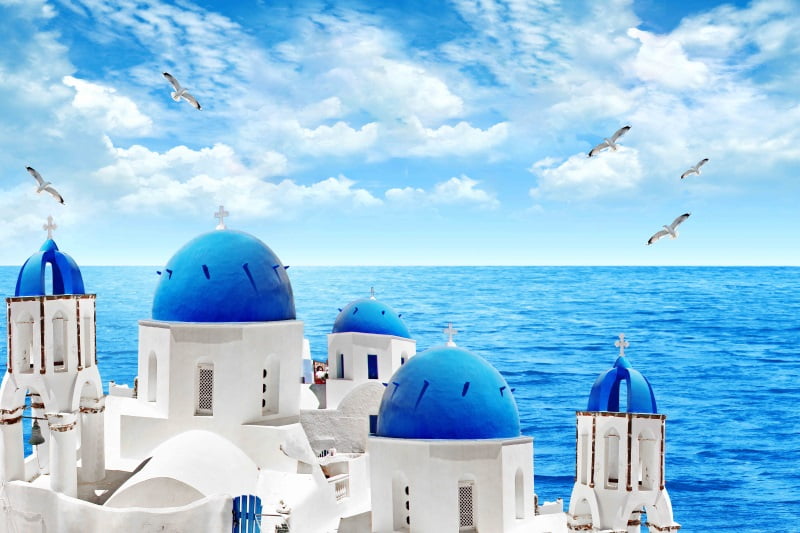 Greece Aegean Coast Beautiful Coast View Room Decor Portrait Backdrop ...