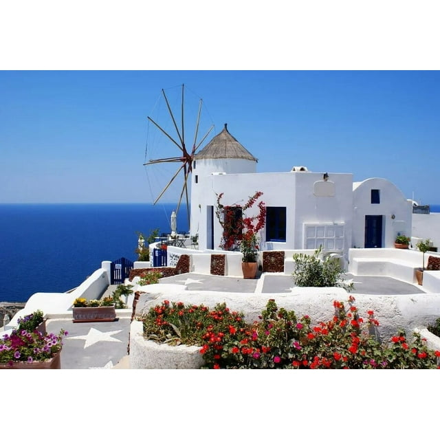 Greece Aegean Coast Beautiful Coast View Room Decor Portrait Backdrop ...