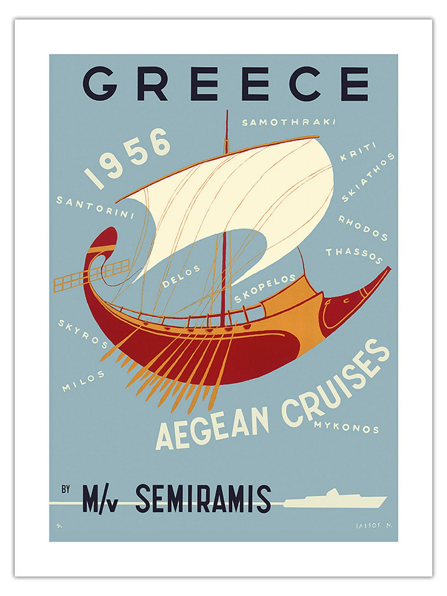 Greece - Aegean Cruises - by M/V Semiramis - Greek islands - Vintage ...