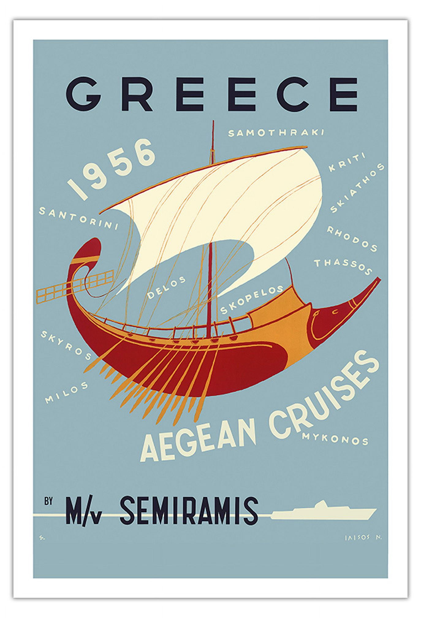 Greece - Aegean Cruises - by M/V Semiramis - Greek islands - Vintage ...