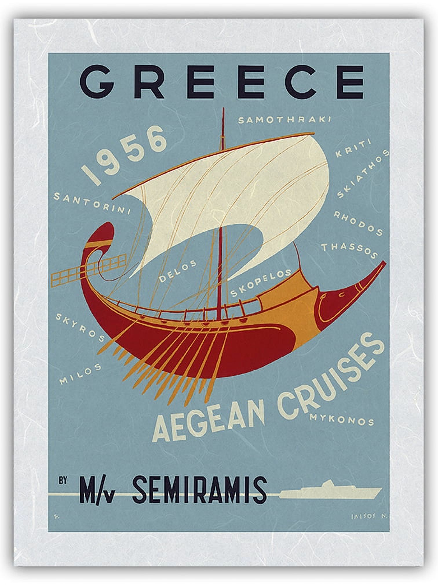 Greece - Aegean Cruises - by M/V Semiramis - Greek islands - Vintage ...