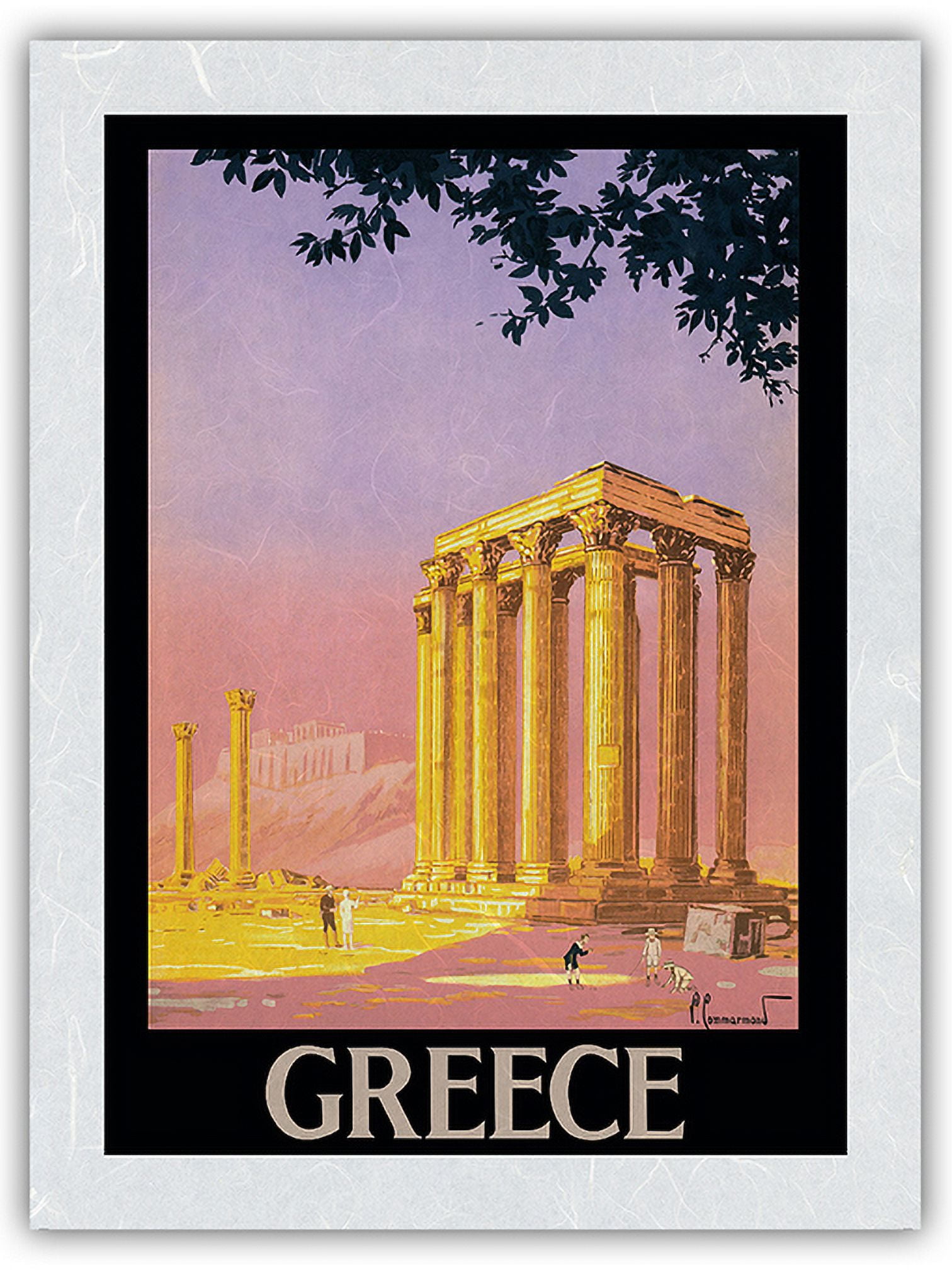 Greece - Ancient Temple of Zeus - Athens Greece - Vintage Travel Poster ...