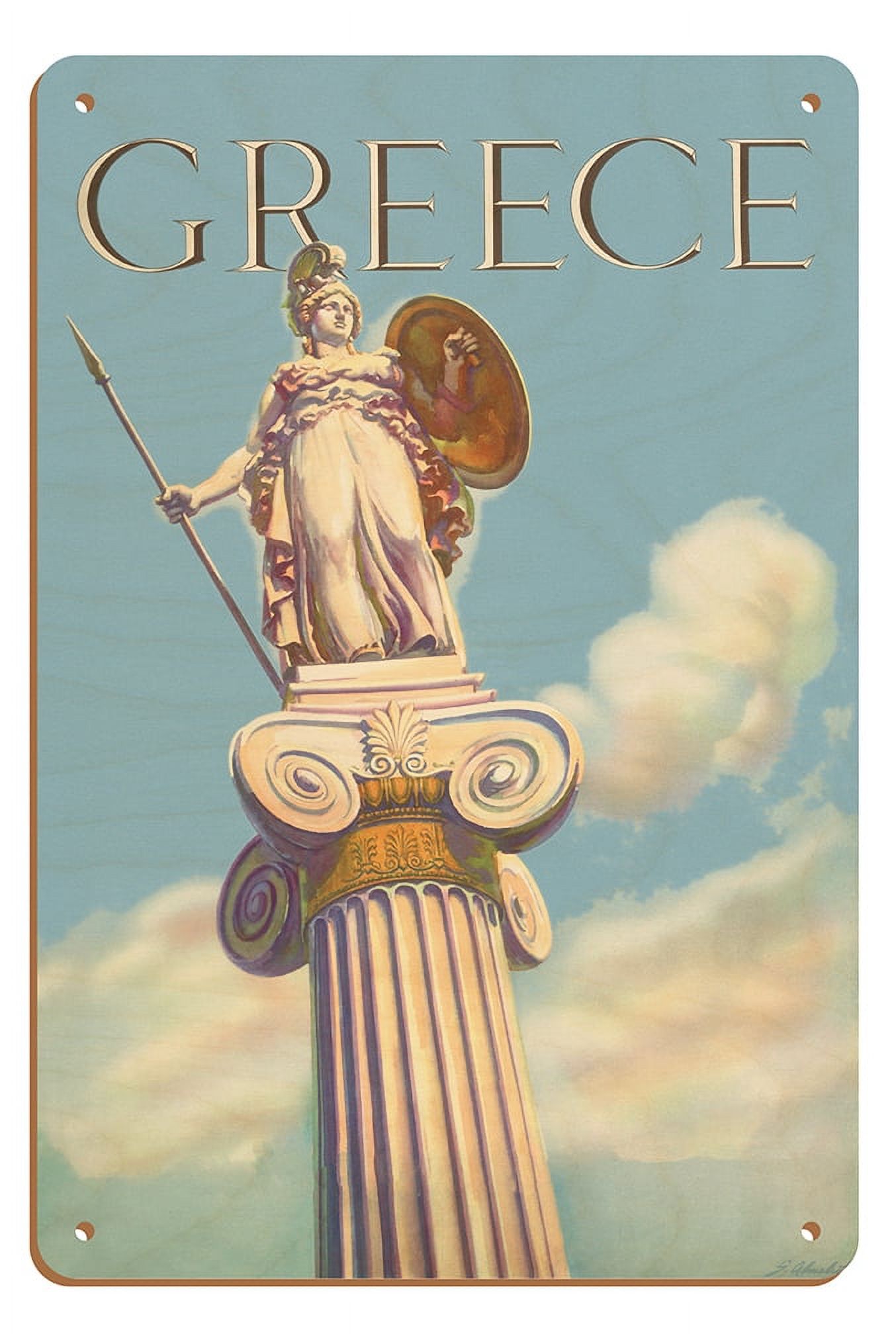 Greece - Athena Goddess of War Statue - Vintage Travel Poster by S ...