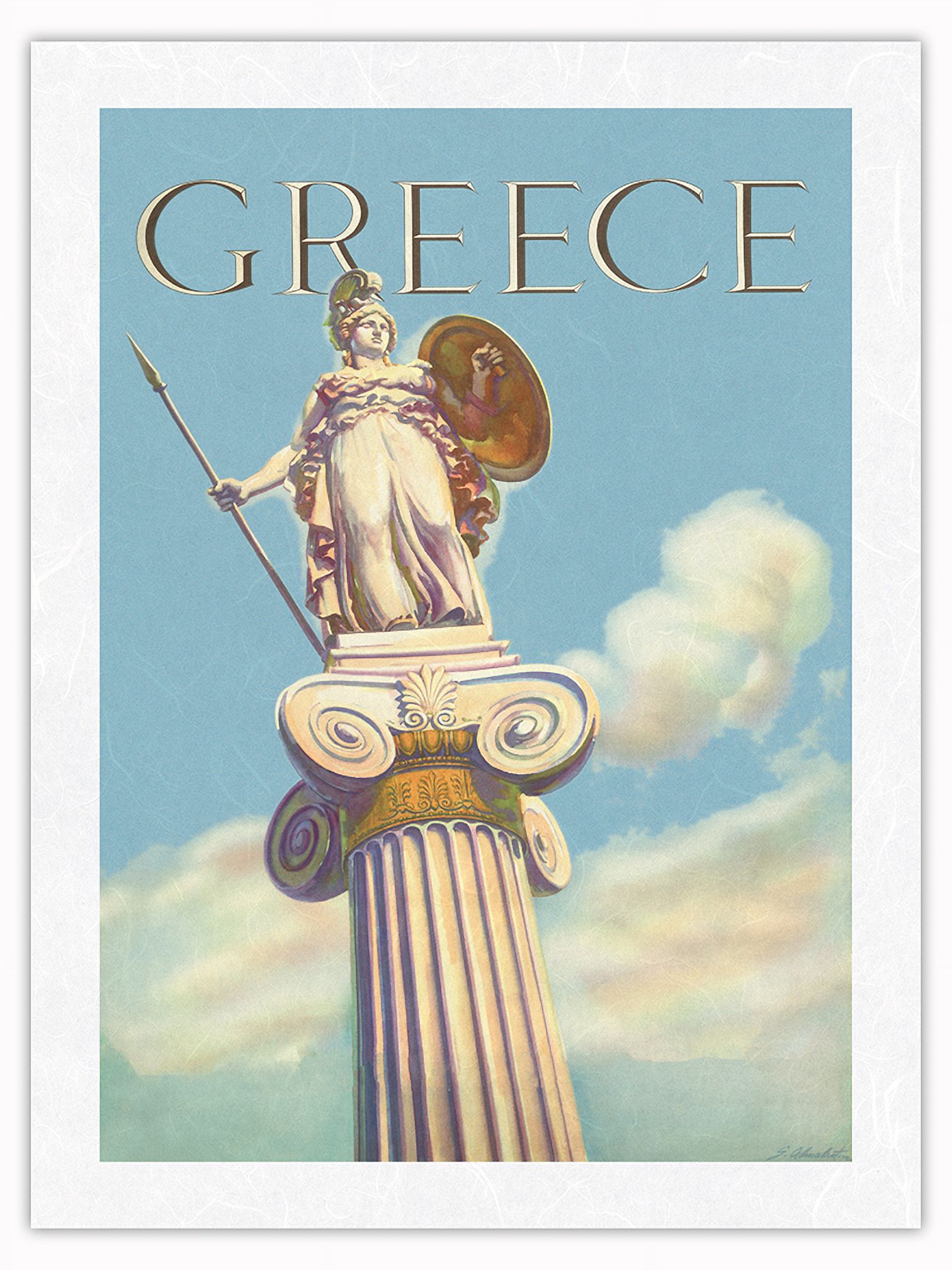 Greece - Athena Goddess of War Statue - Vintage Travel Poster by S ...