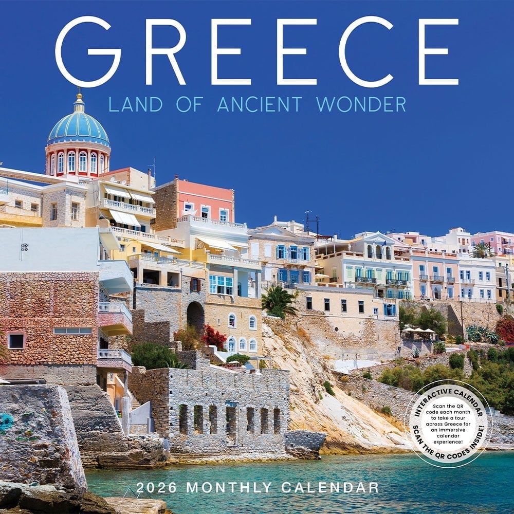 Greece Calendar 2026 | 12" x 24" Greek Travel Wall Calendar 16 Month ...