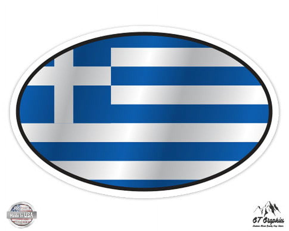 Greece Flag Oval - 12" Vinyl Sticker Waterproof Decal - Walmart.com