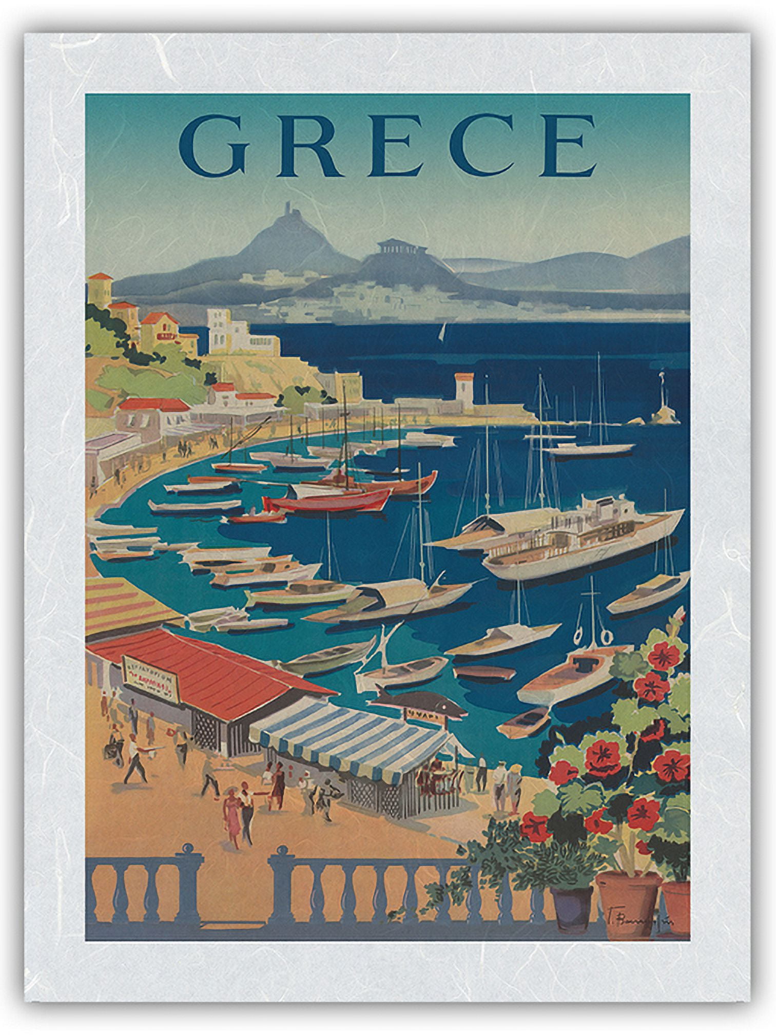 Greece (Grece) - Athens - Bay of Castella - Vintage Travel Poster by ...