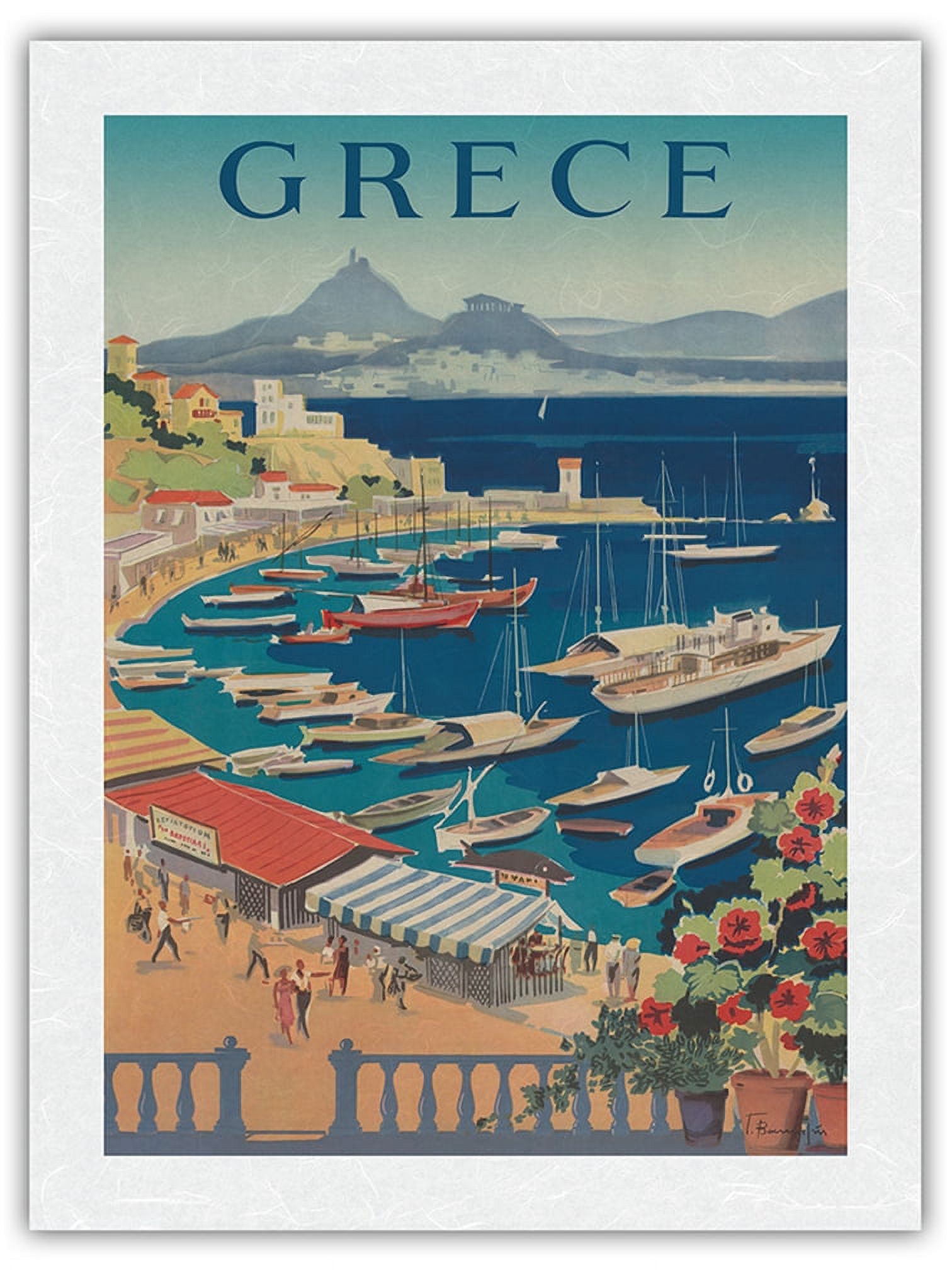 Greece (Grece) - Athens - Bay of Castella - Vintage Travel Poster by ...