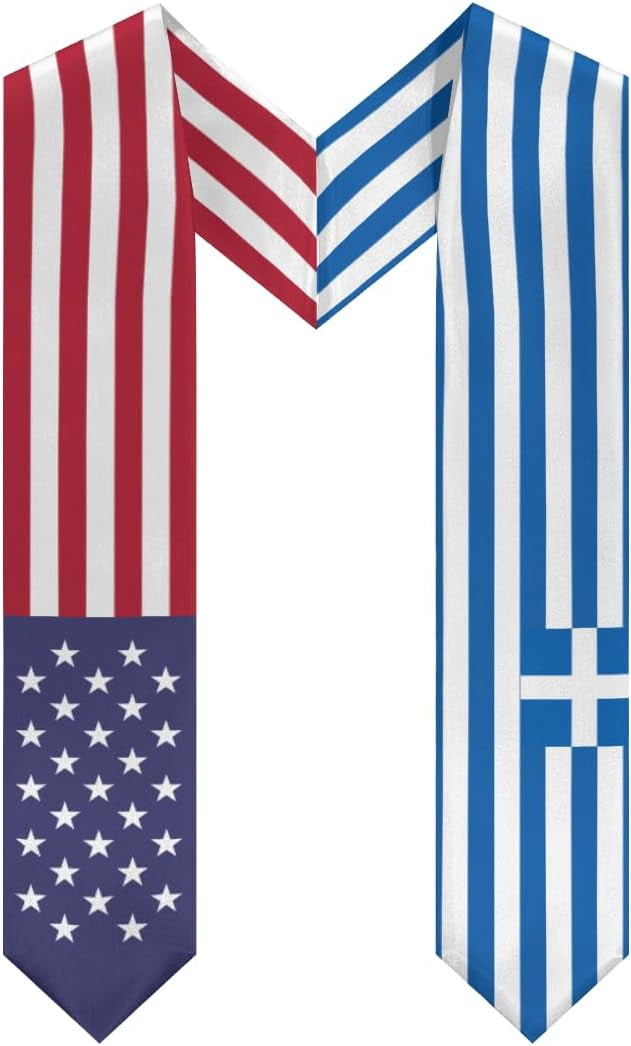 Greece Greek Mix United States Flag Graduation Stole Sash For Study ...