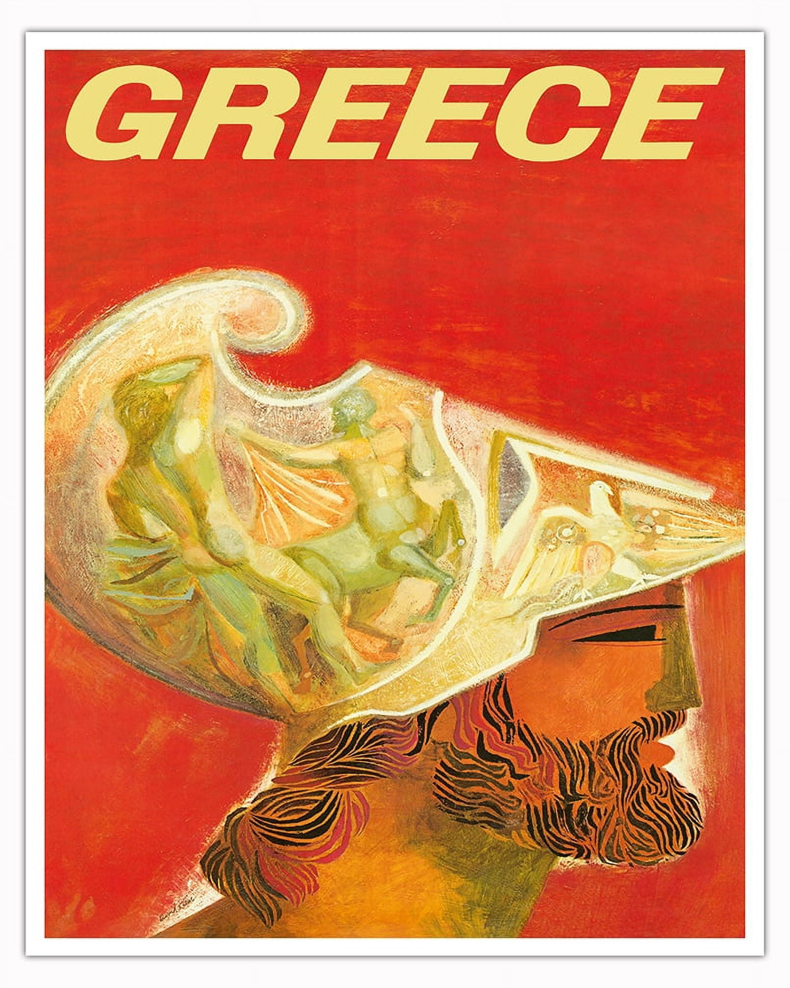 Greece - Greek Warrior - Vintage Travel Poster by David Klein c.1960s ...