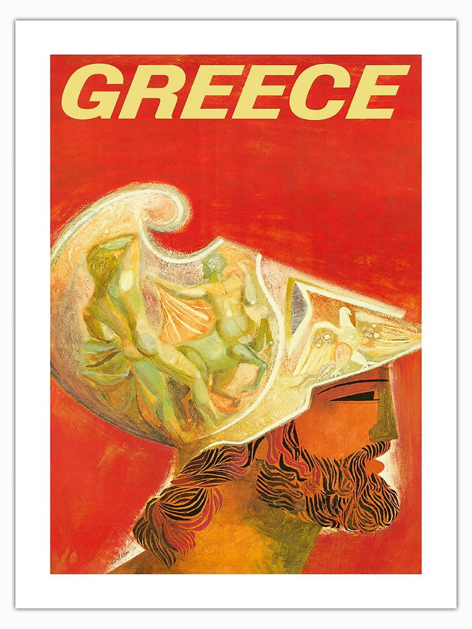 Greece - Greek Warrior - Vintage Travel Poster by David Klein c.1960s ...
