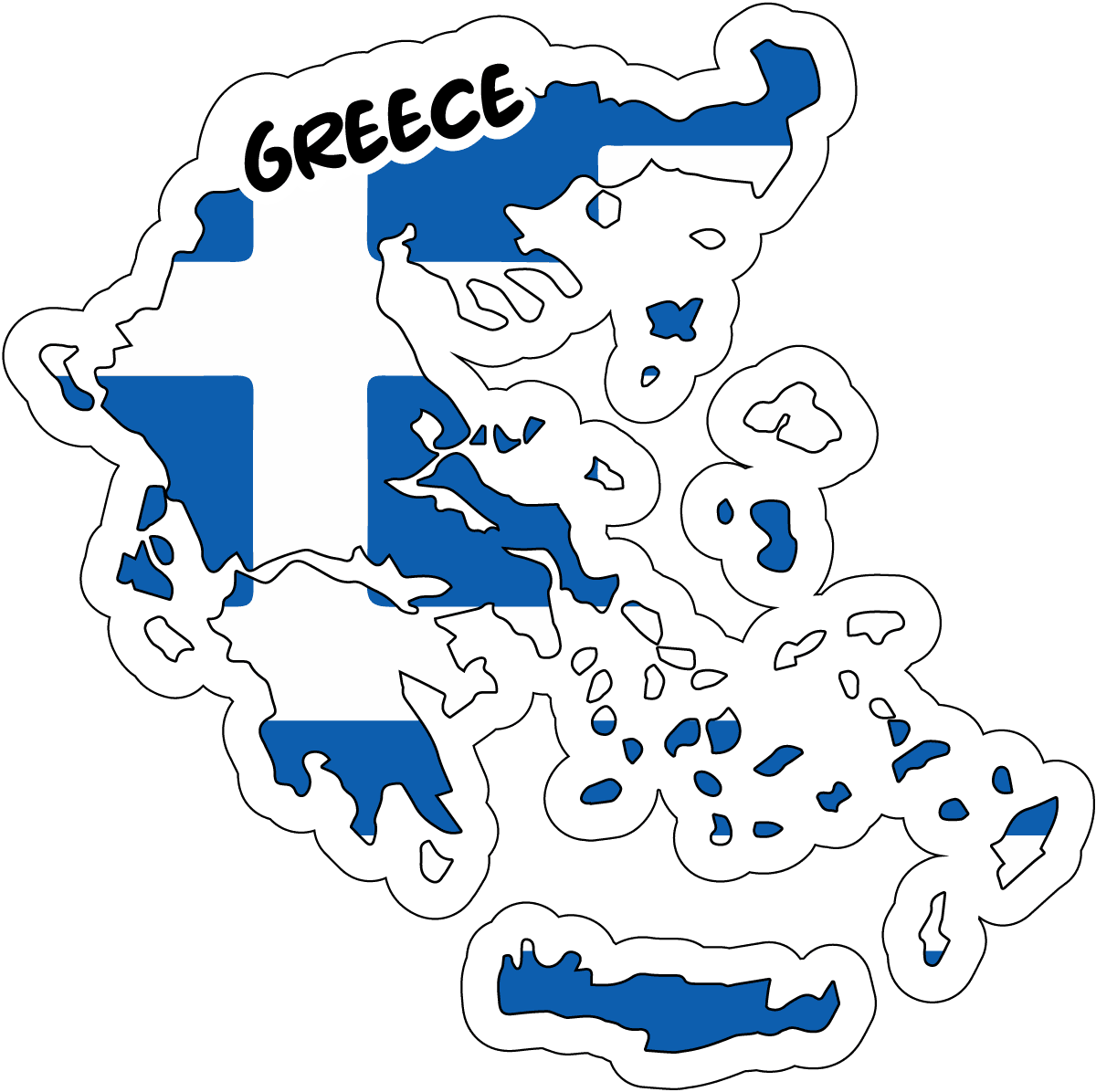 Greece Map Flag Sticker Decal 4 Inches - 4 inch - Walmart.com