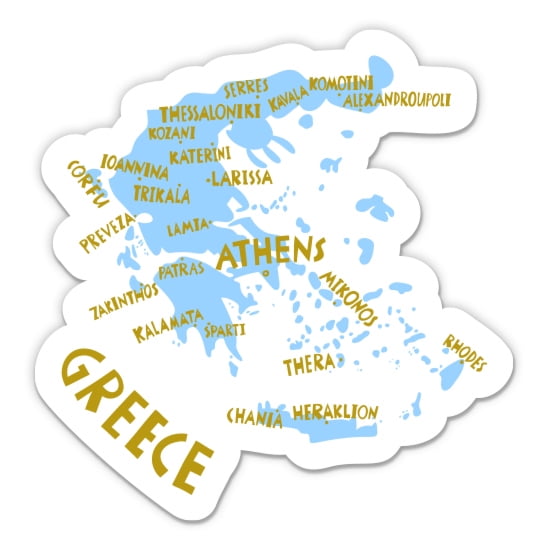 Greece Map Geography Travel - 12" Vinyl Sticker Waterproof Decal ...