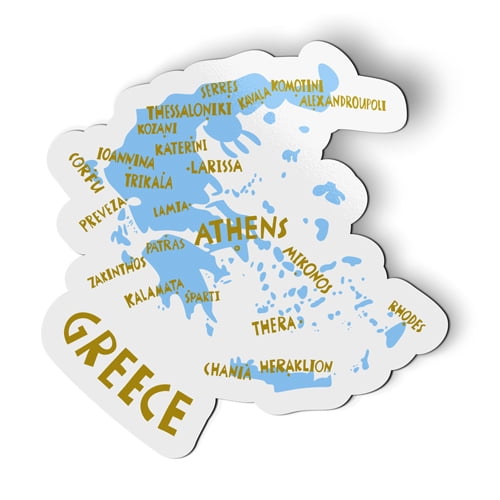 Greece Map Geography Travel - 5" Magnet for Car Locker Refrigerator ...