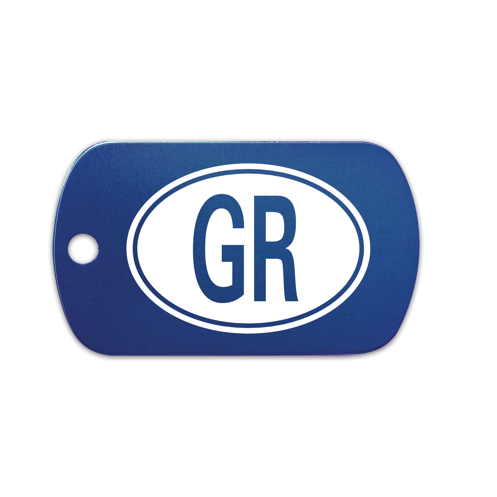 Greece Oval GI Dog Tag Aluminum Keychain country code gr - Blue ...
