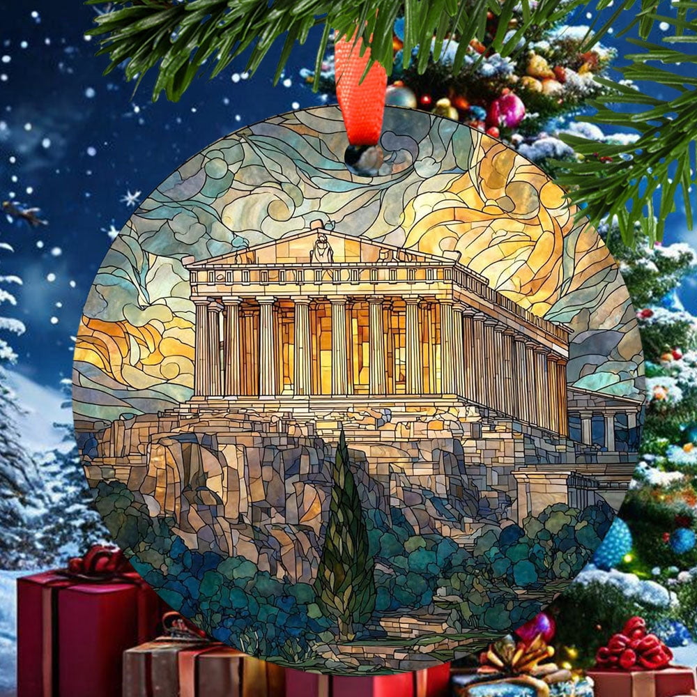 Greece Parthenon Christmas Ornament, Ceramic/Acrylic Ornament, Festive ...