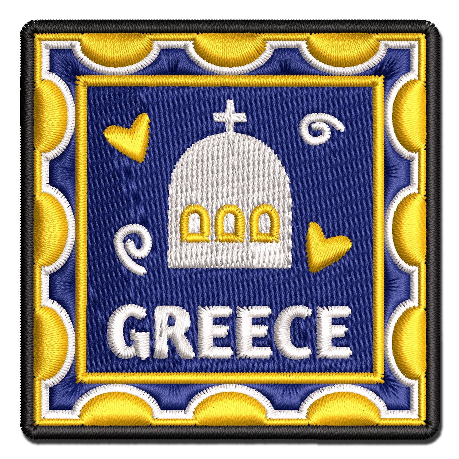 Greece Passport Travel Applique Multi-Color Embroidered Hook & Loop Patch - 2.0 Inch Mini ...