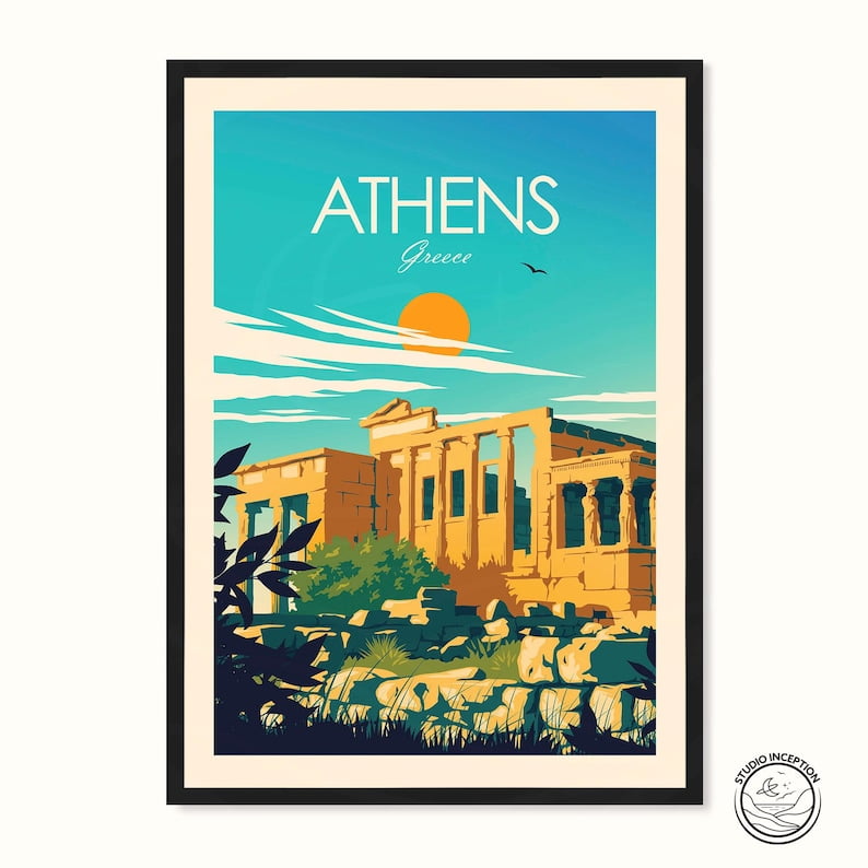 Greece Print Athens Poster Acropolis Art Print Parthenon Poster Travel ...