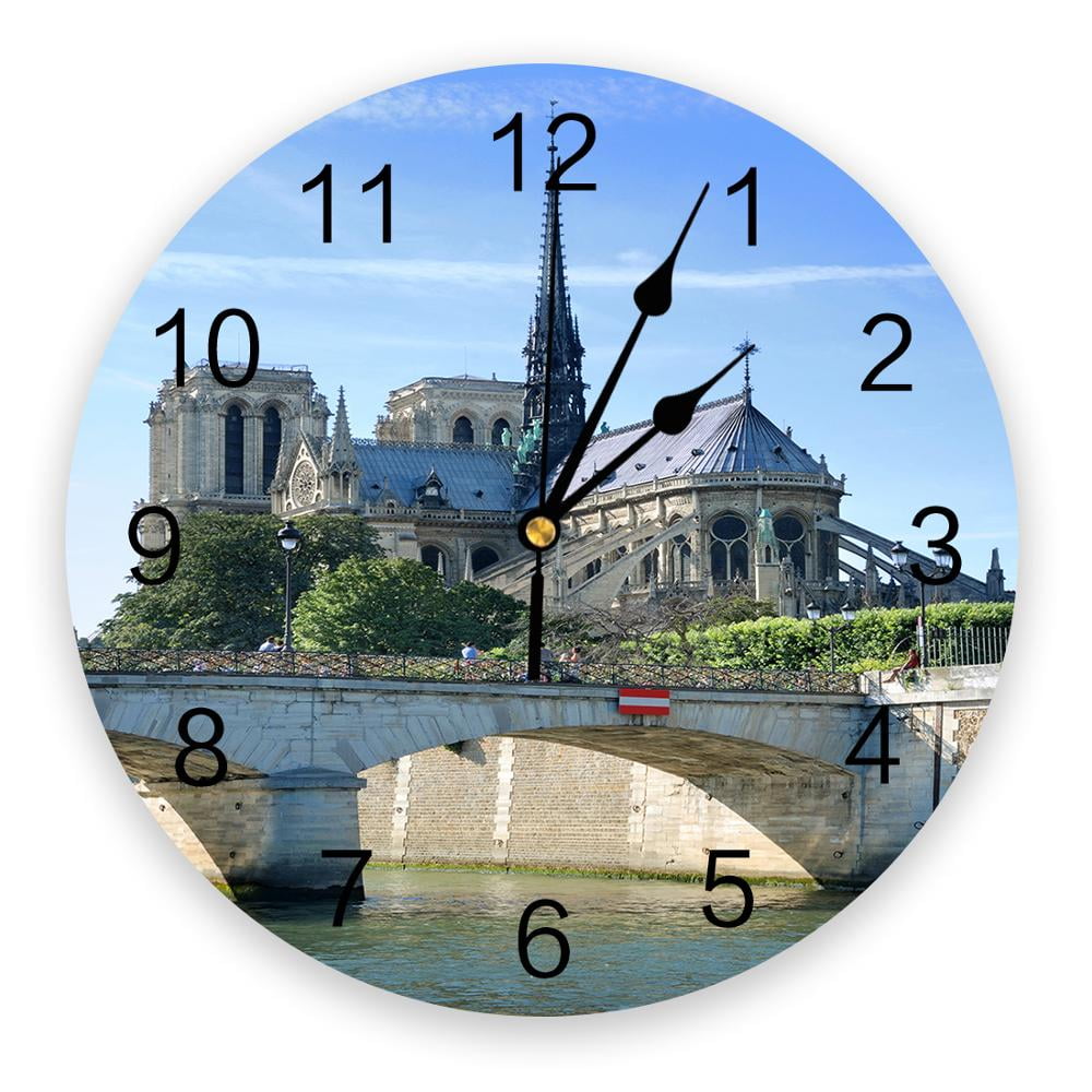 Greece Santorini Blue Roof Church Wall Clock Modern Design Clocks Wall ...