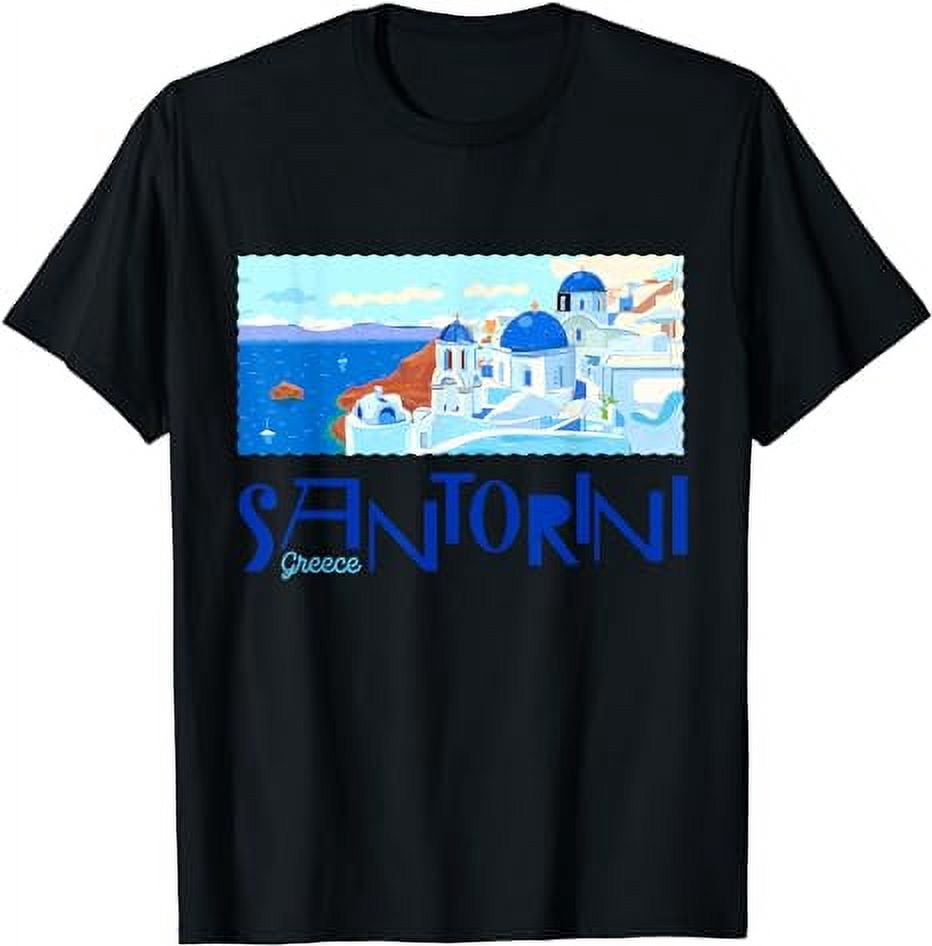 Greece Santorini Skyline White And Blue Houses Ocean View T-Shirt ...