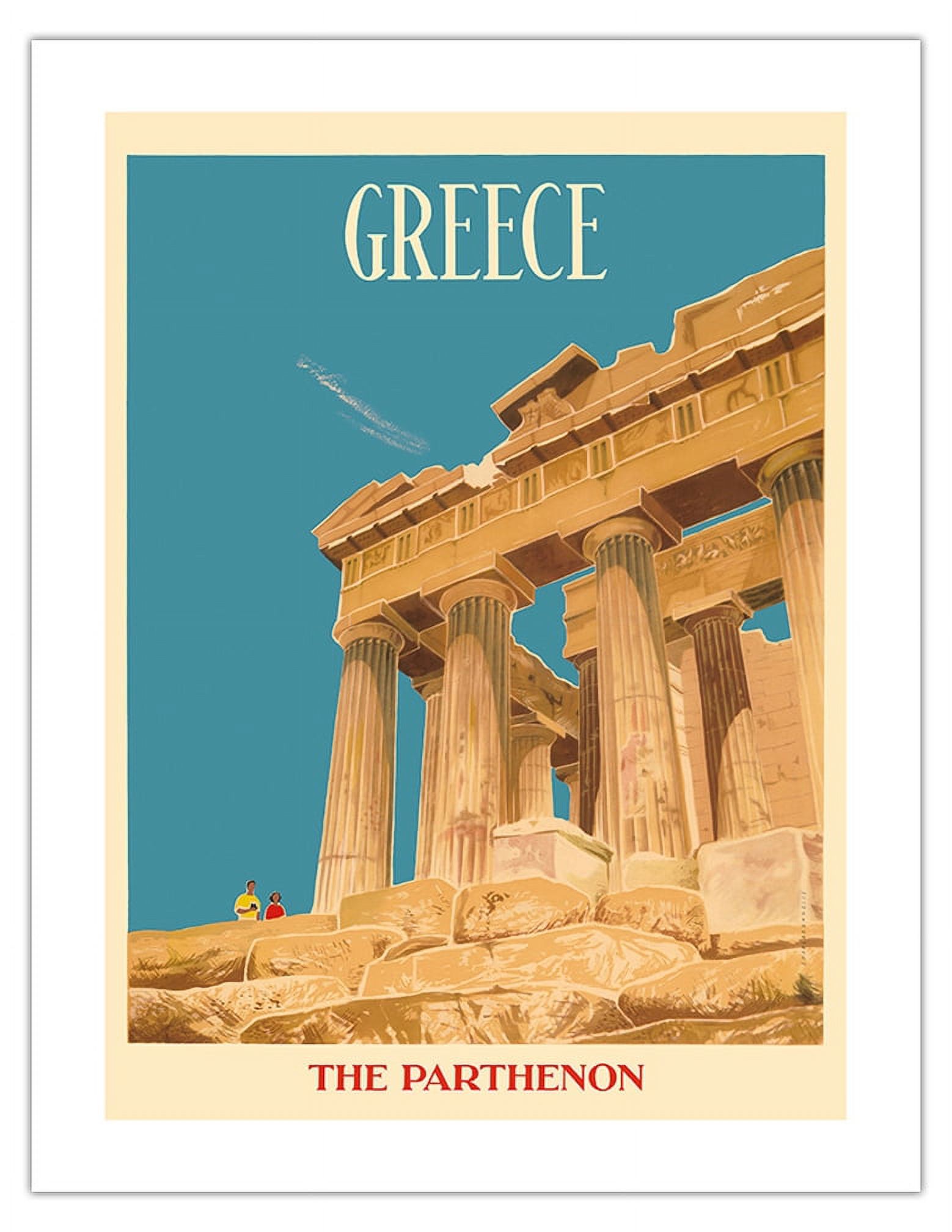 Greece - The Parthenon - Temple of Athena - Vintage Travel Poster by ...