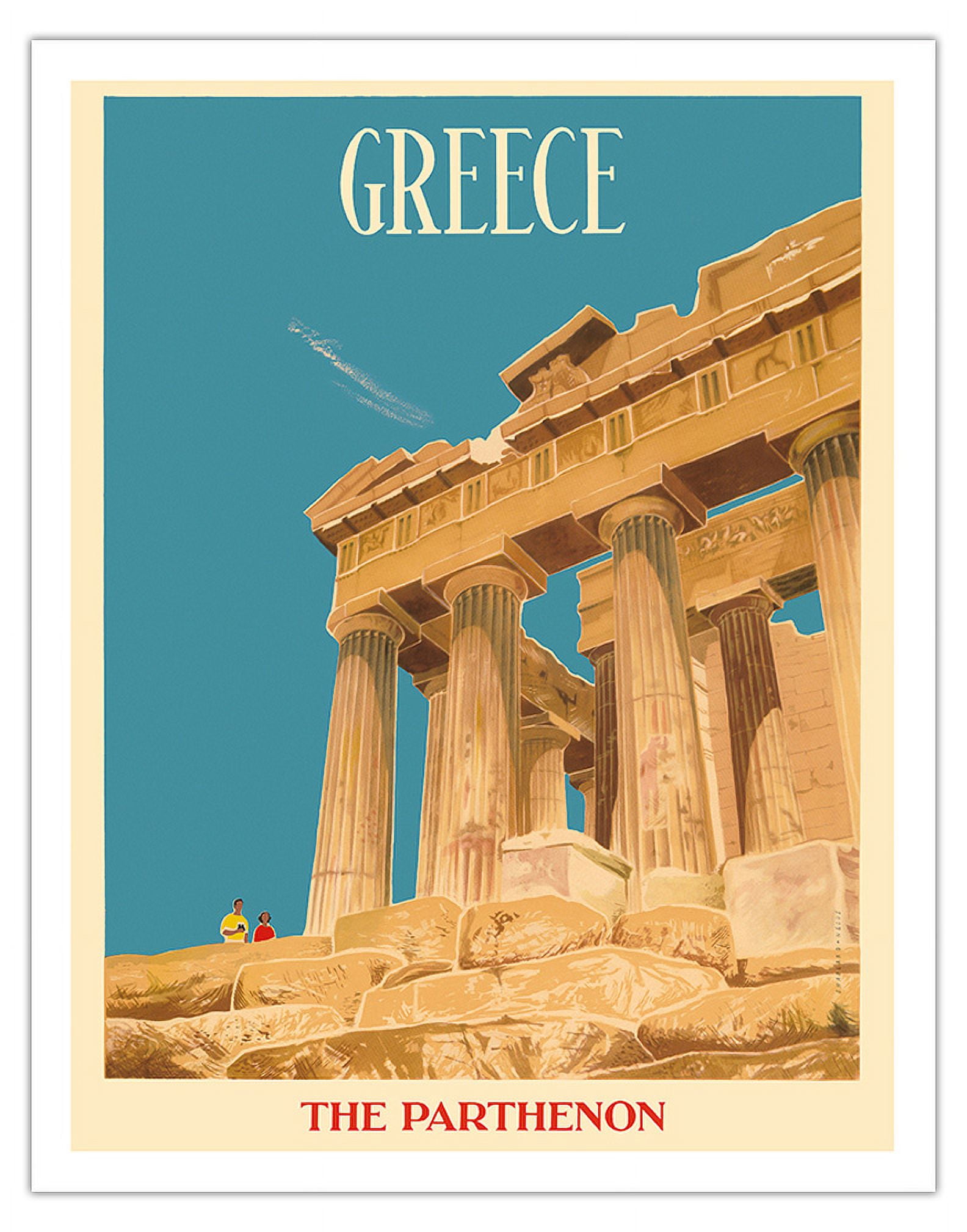 Greece - The Parthenon - Temple of Athena - Vintage Travel Poster by ...