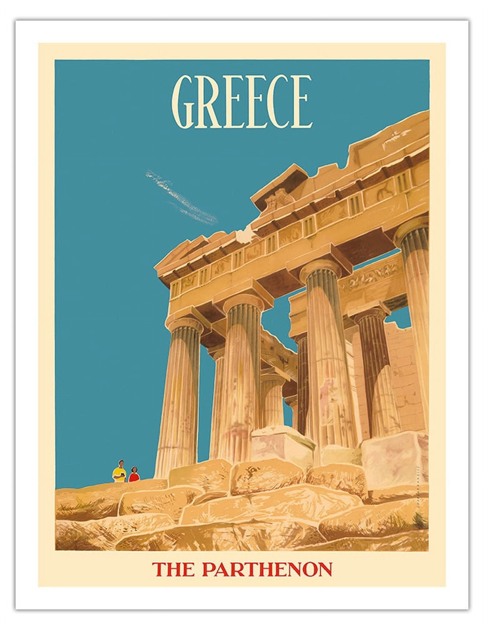 Greece - The Parthenon - Temple of Athena - Vintage Travel Poster by ...