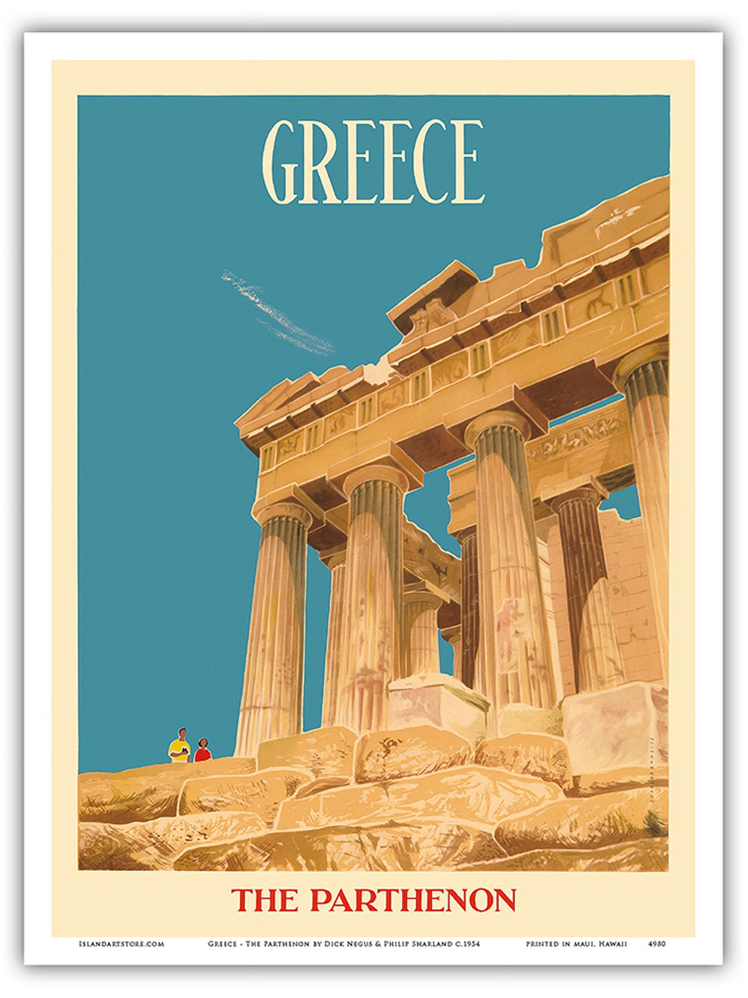 Greece - The Parthenon - Temple of Athena - Vintage Travel Poster by ...