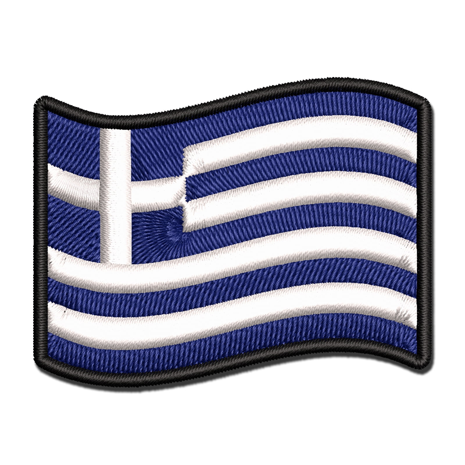 Greece with Waving Flag Cute Applique Multi-Color Embroidered Iron-On Patch - 2.5 Inch Small ...