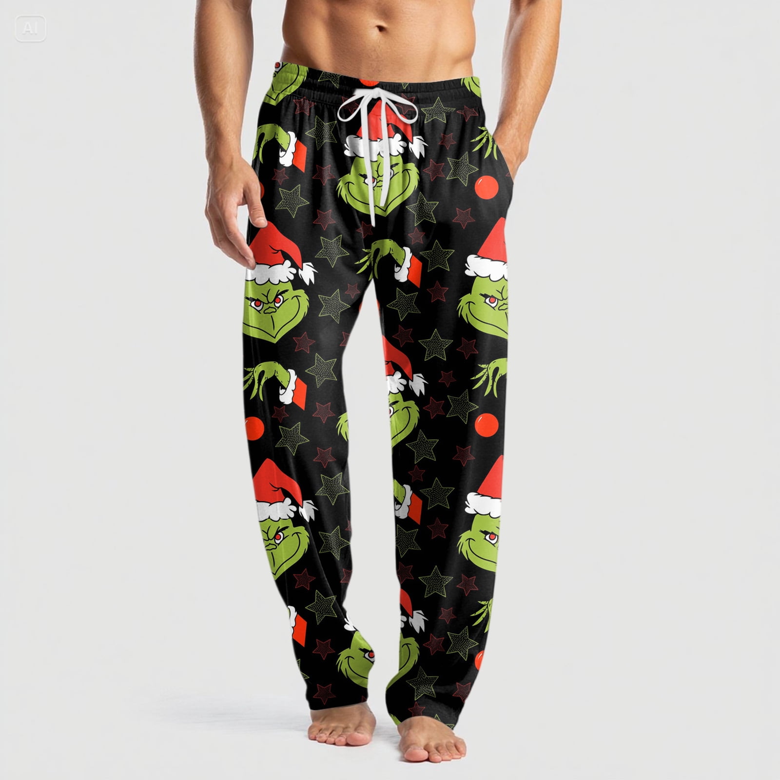 Greeinch Family Christmas Pajamas Pants, Merry Christmas Pjs Xmas Men's ...