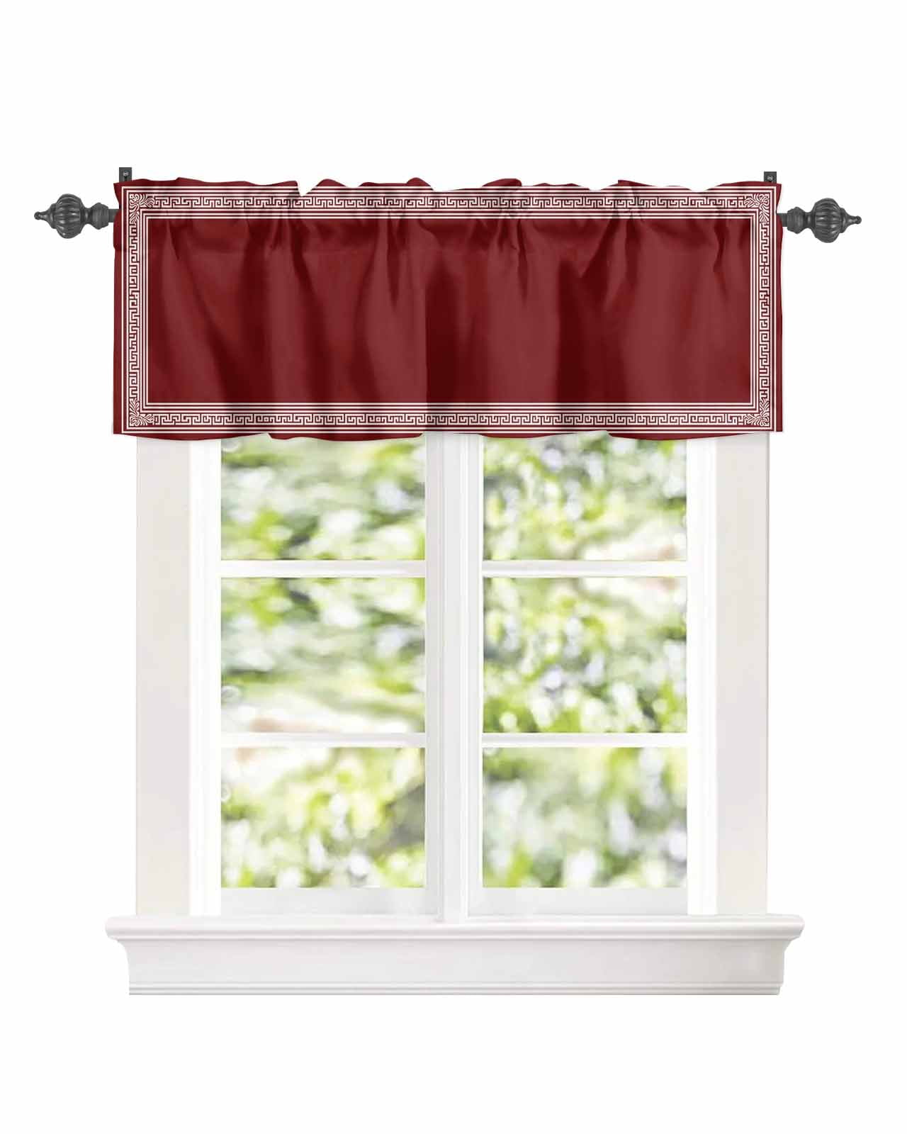 Greek Abstract Inspired Key Pattern Curtain Valances for Kitchen ...
