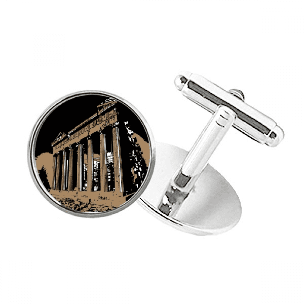Greek Acropolis Athens Ancient Round Button Cuff Clip Stud Cufflinks ...
