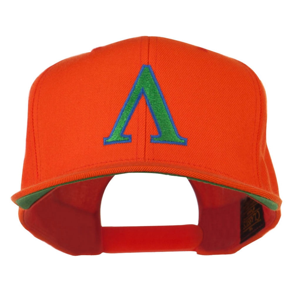 Greek Alphabet Lambda Embroidered Flat Bill Cap - Orange OSFM - Walmart.com