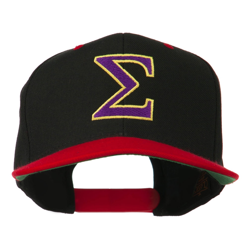 Greek Alphabet SIGMA Embroidered Two Tone Cap - Black Red OSFM ...