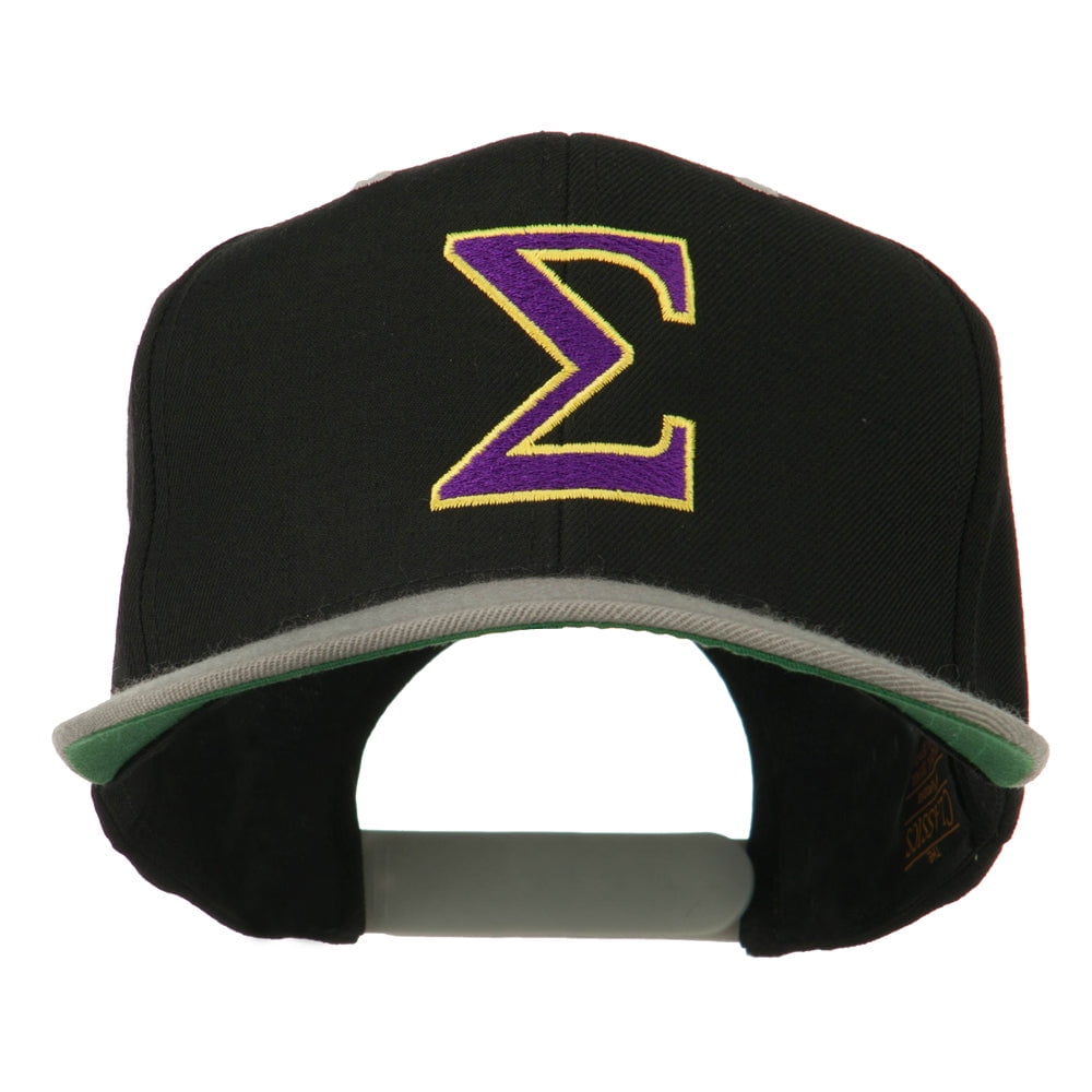 Greek Alphabet SIGMA Embroidered Two Tone Cap - Black Silver OSFM ...