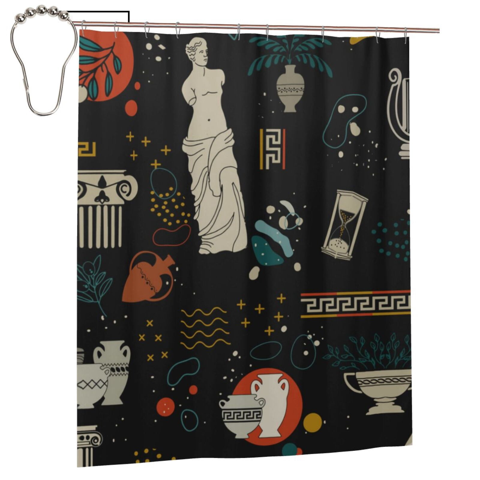 Greek Antique Statues Shower Curtain Set with Hooks Iron Waterproof ...