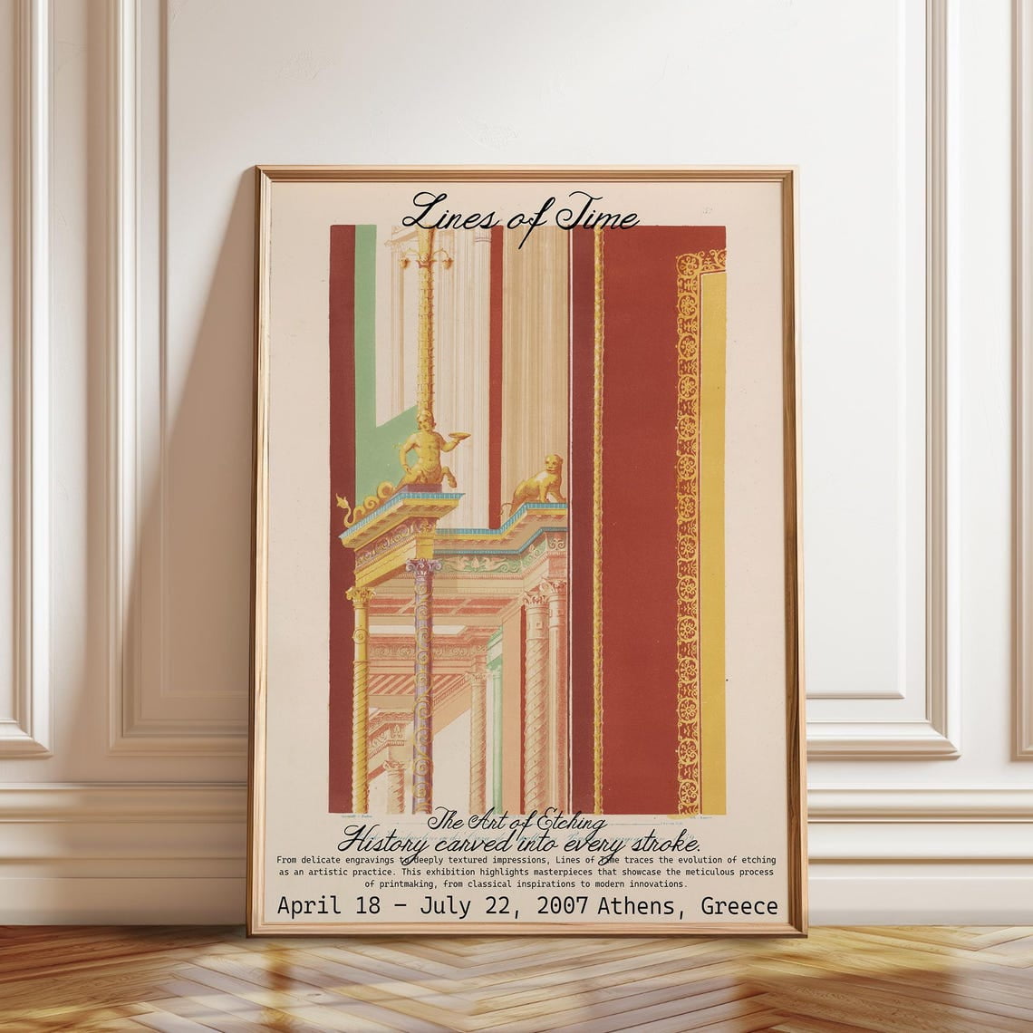 Greek Architecture Exhibition Poster - Lines Of Time Etching ...