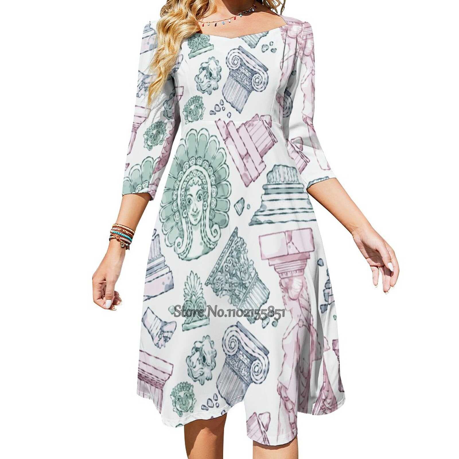 Greek Back Lacing Backless Dress Square Neck Dress Sweet Elegant Dress ...