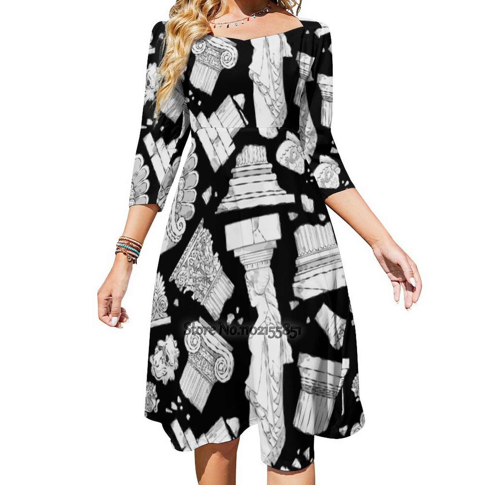 Greek - Black And White Dark Back Lacing Backless Dress Women Kawaii ...