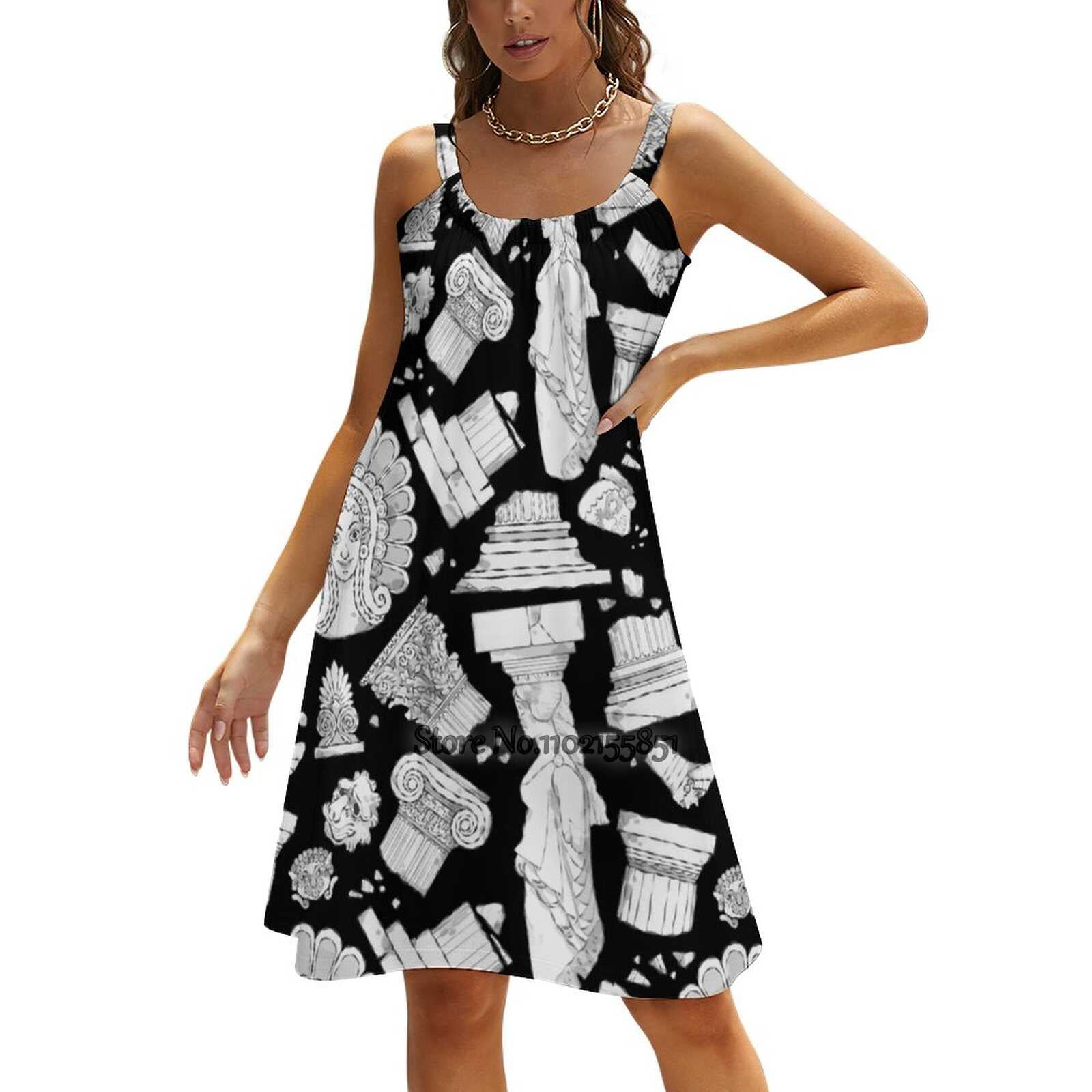 Greek - Black And White Dark Back Lacing Backless Dress Women Kawaii ...