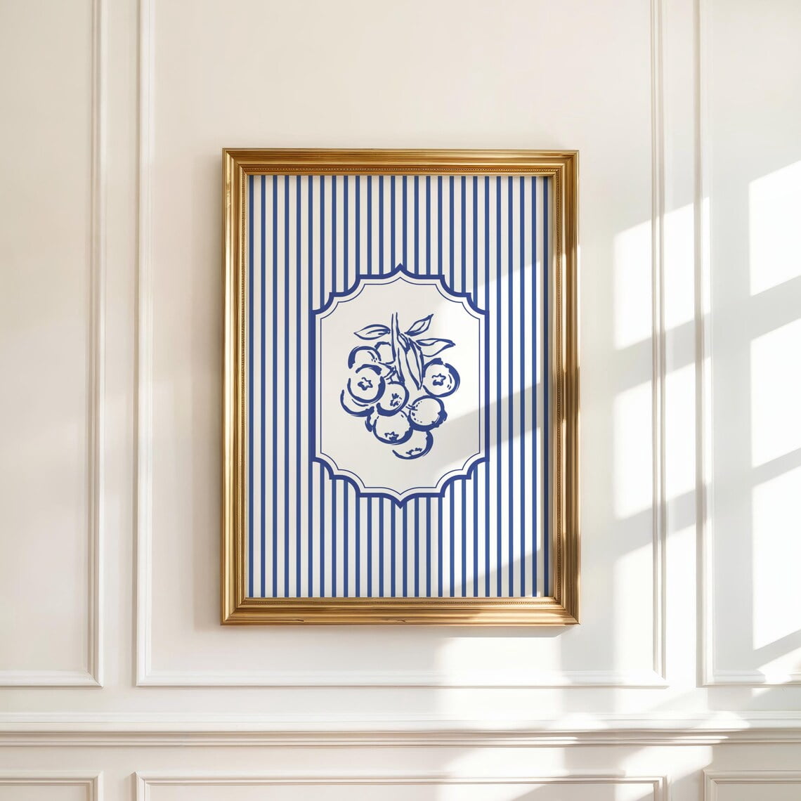 Greek Blueberry Wall Art, Dark Blue Kitchen Print, Mediterranean Art ...